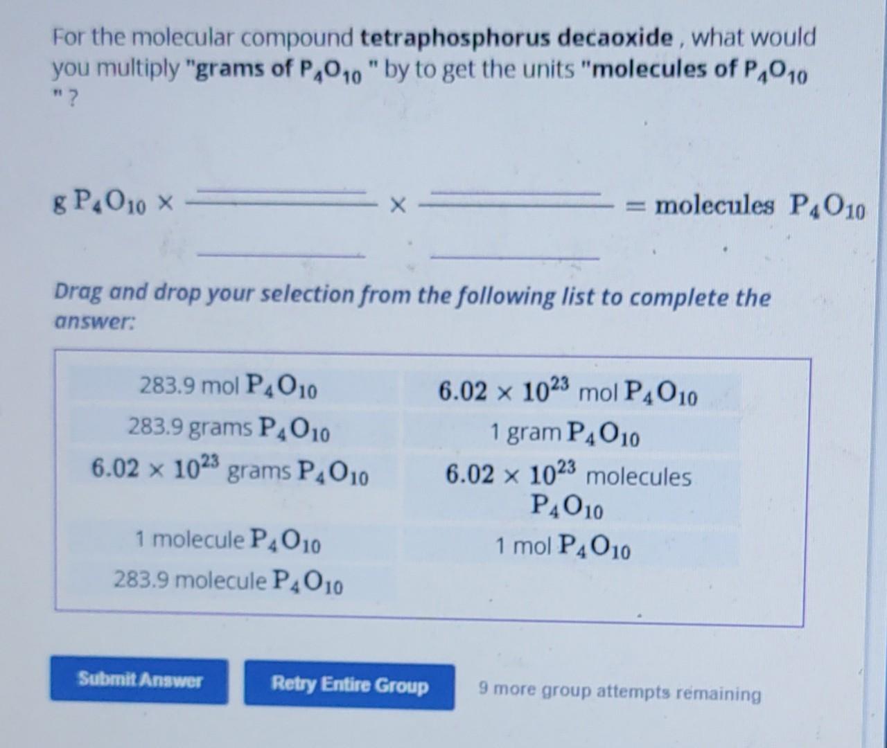 Solved For the molecular compound tetraphosphorus decaoxide, | Chegg.com