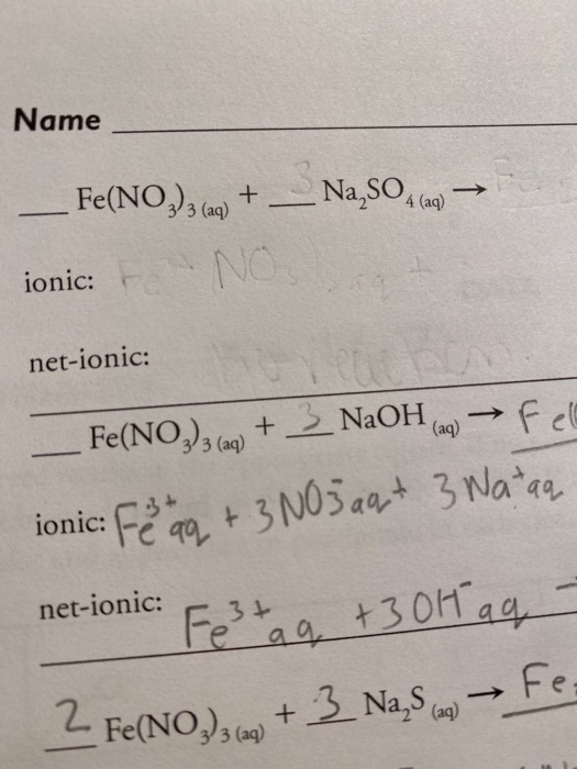 Solved EQUATION WRITE-UP Write molecular, ionic, and | Chegg.com