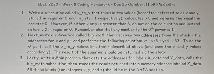 Solved ELEC 2220 - Week 8 Coding Homework - Due 25 October, | Chegg.com