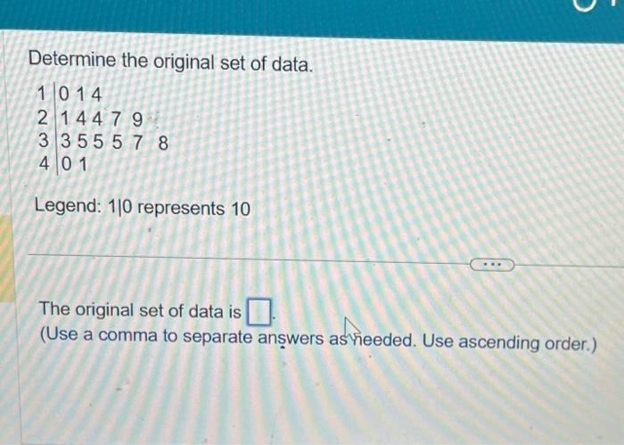 Solved Determine the original set of data. | Chegg.com