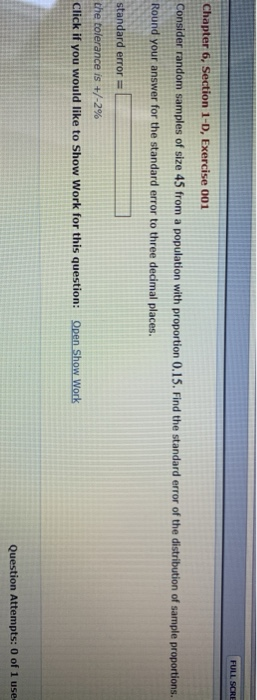 Solved FULL SCRE Chapter 6, Section 1-D, Exercise 001 | Chegg.com