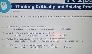 Solved INSTRUCTIONS LANGLThinking Critically and Solving | Chegg.com