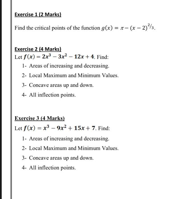 Solved Find the critical points of the function | Chegg.com