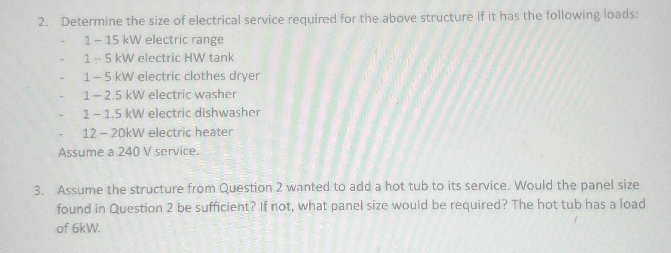 Solved by an EXPERT Determine the size of electrical service required ...