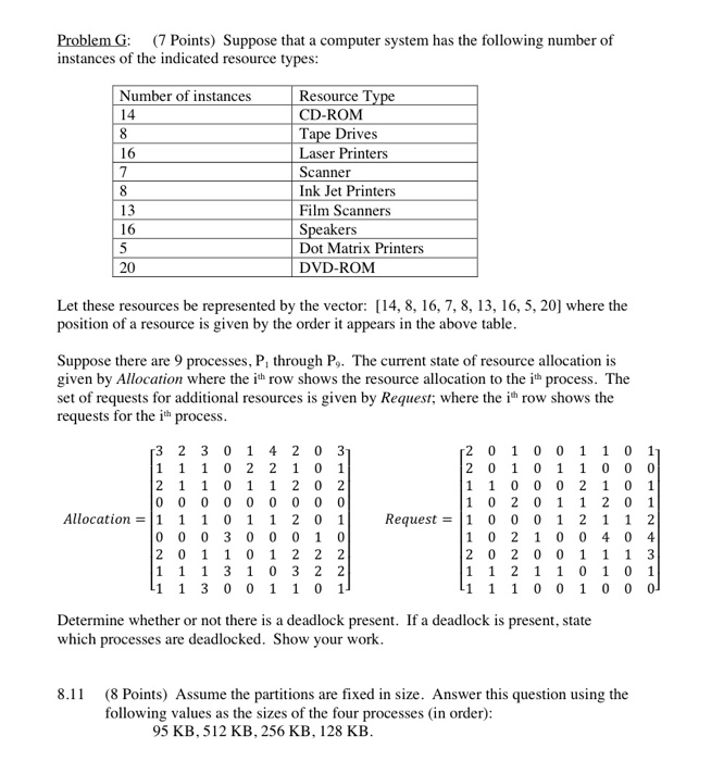 Solved Problem G: (7 Points) Suppose that a computer system | Chegg.com