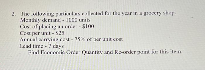Solved 2. The following particulars collected for the year | Chegg.com
