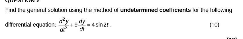 Solved Find the general solution using the method of | Chegg.com