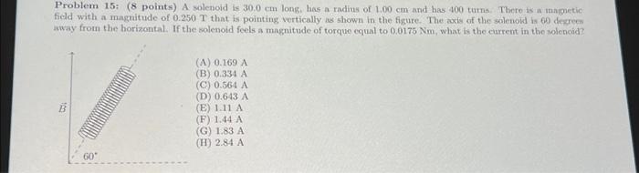 Solved Problem 15: (8 points) A solenoid is 30.0 cm long, | Chegg.com
