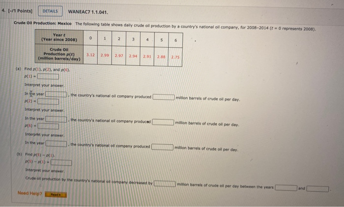 Solved 1. (-/1 Points) DETAILS WANEAC7 1.1.006. Use the | Chegg.com