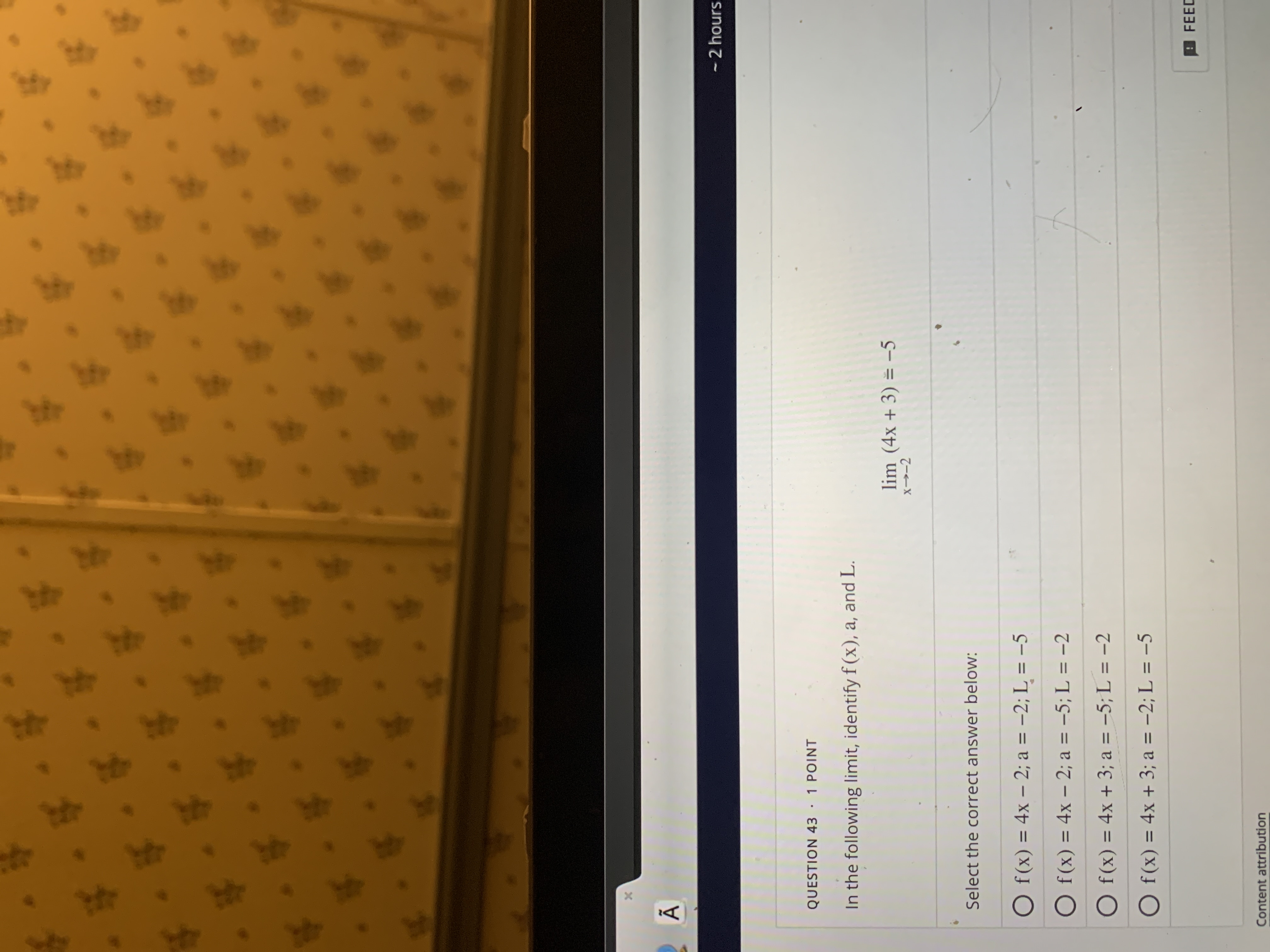 Solved QUESTION 43 * 1 ﻿POINTIn the following limit, | Chegg.com