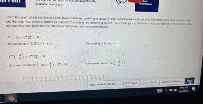 Solved select the graph that satisfies the given conditions, | Chegg.com