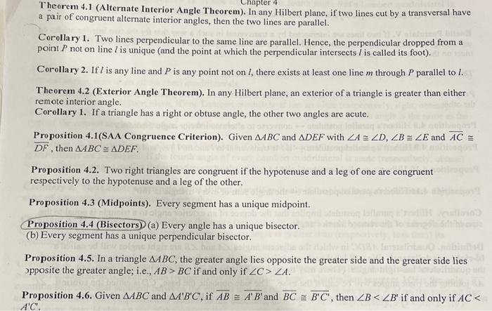 Solved Modern Geometry. Must be a complete proof using named | Chegg.com