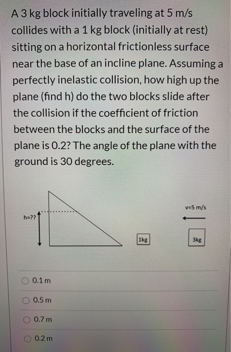 Solved A 3 kg block initially traveling at 5 m/s collides | Chegg.com
