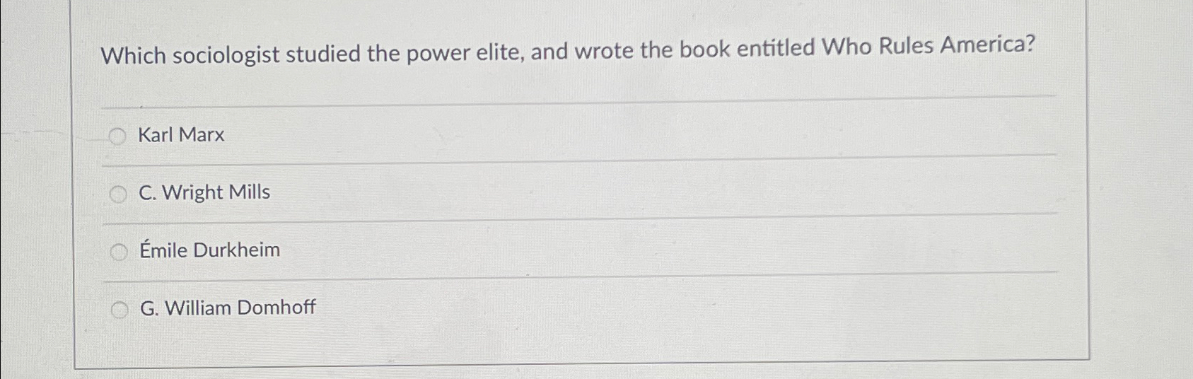 Solved Which sociologist studied the power elite, and wrote | Chegg.com