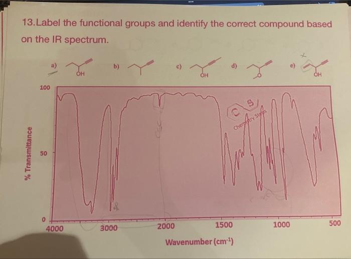 Solved 13. Label the functional groups and identify the | Chegg.com
