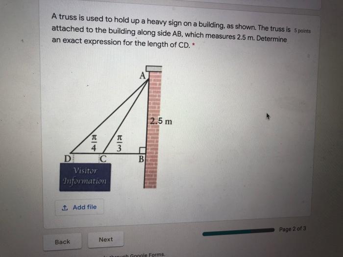 Solved A truss is used to hold up a heavy sign on a | Chegg.com