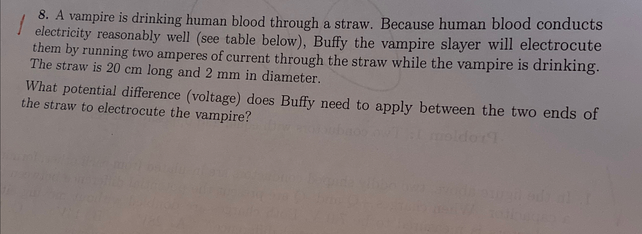 Solved A vampire is drinking human blood through a straw. | Chegg.com