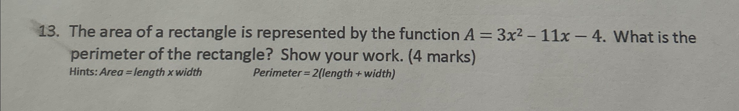 Solved The area of a rectangle is represented by the | Chegg.com