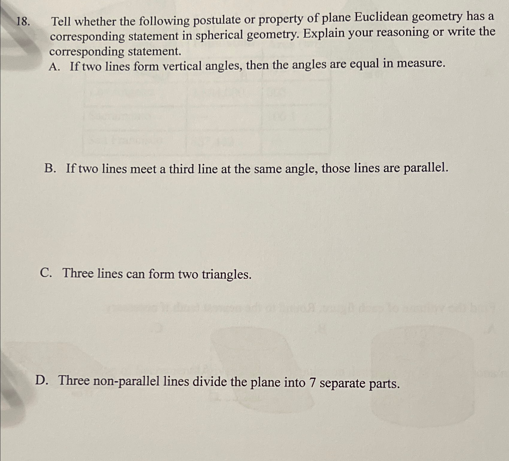 Solved Tell whether the following postulate or property of | Chegg.com