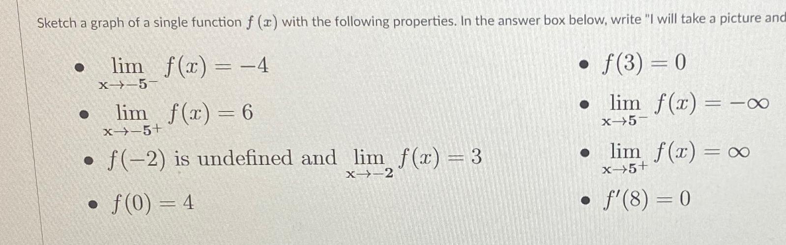 Solved Sketch a graph of a single function f(x) ﻿with the | Chegg.com