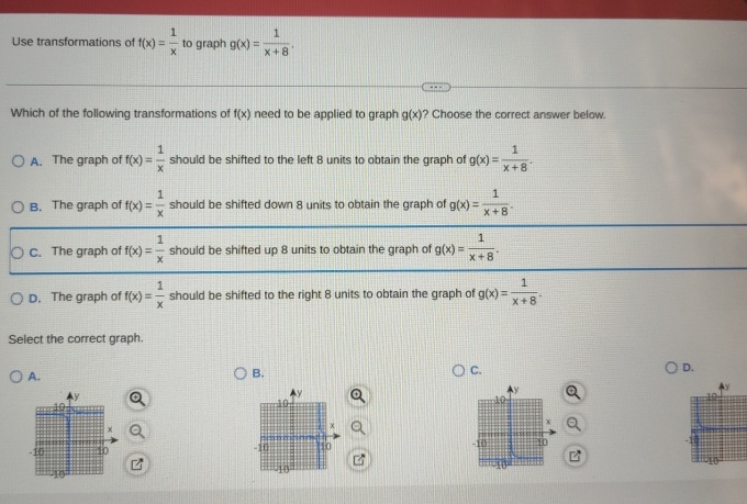 Solved Use transformations of f(x)=(1)/(x) to graph | Chegg.com