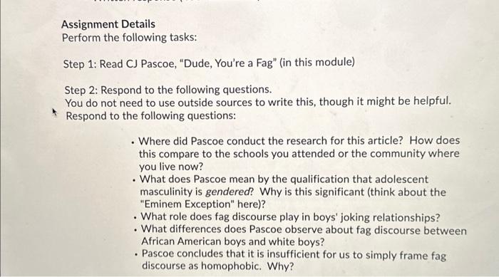 Assignment Details Perform the following tasks: Step | Chegg.com