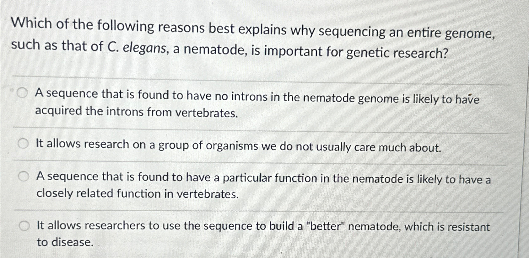 Solved Which of the following reasons best explains why | Chegg.com