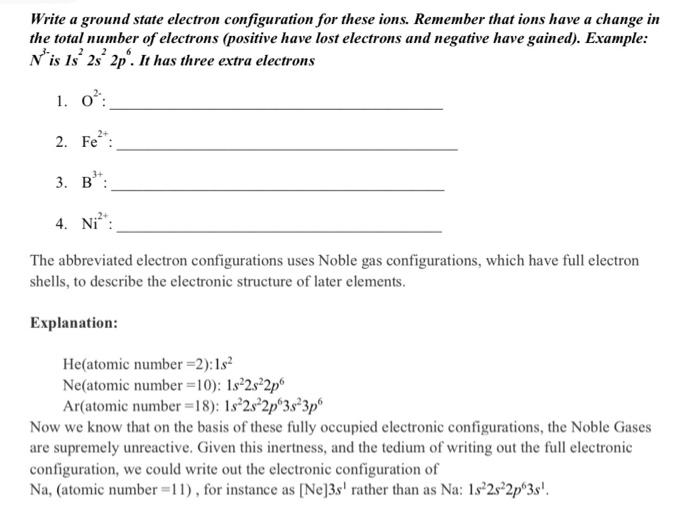 Solved Write a ground state electron configuration for these | Chegg.com