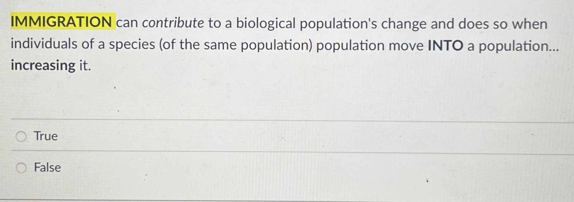 Solved IMMIGRATION can contribute to a biological | Chegg.com