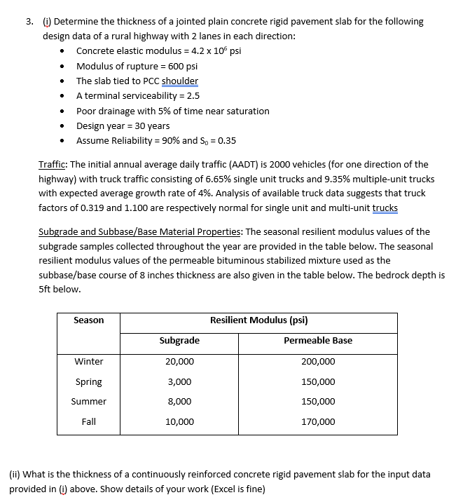Solved (i) ﻿Determine the thickness of a jointed plain | Chegg.com
