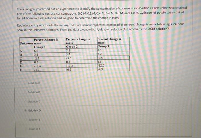 Solved Three lab groups carried out an experiment to | Chegg.com