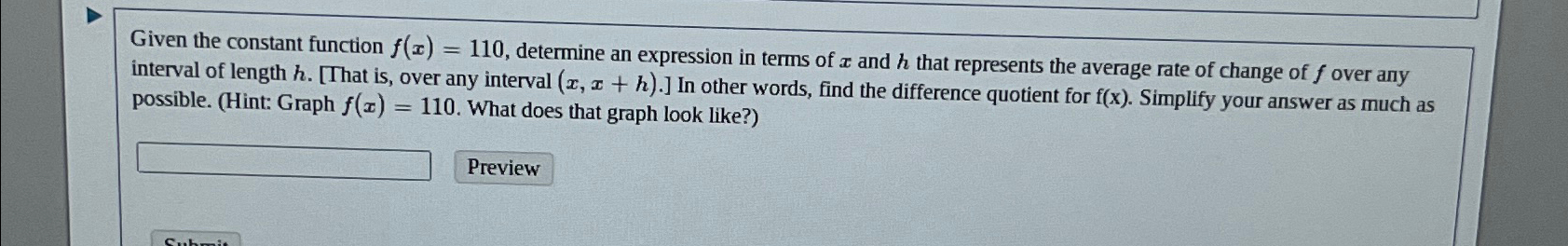 Solved Given the constant function f(x)=110, ﻿determine an | Chegg.com