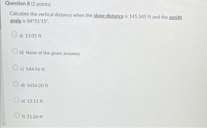 Solved Calculate the vertical distance when the slope | Chegg.com