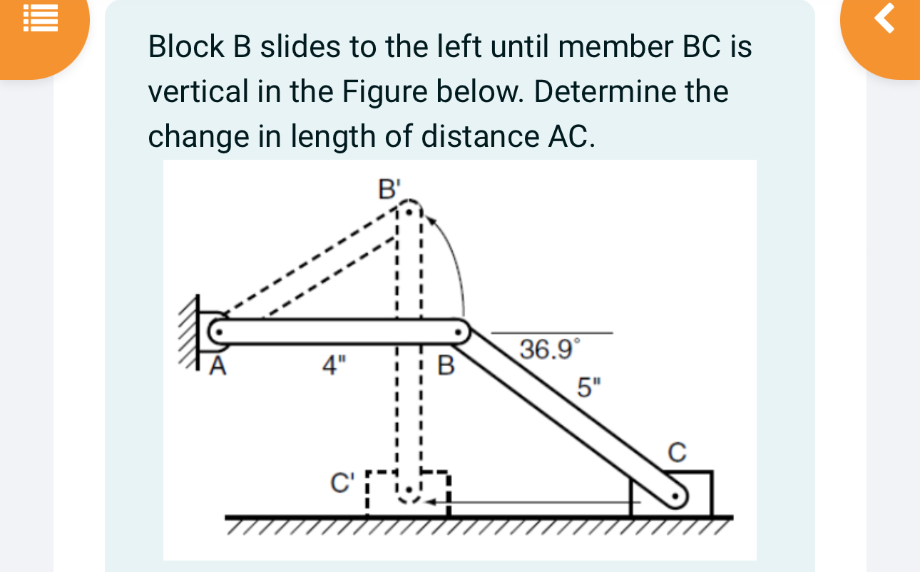 Solved Block B slides to the left until member BC ﻿is | Chegg.com