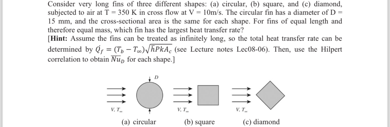 Solved Consider very long fins of three different shapes: | Chegg.com