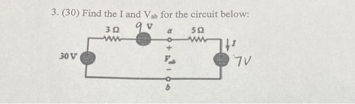 Solved 3. (30) Find the I and Vab for the circuit below: | Chegg.com