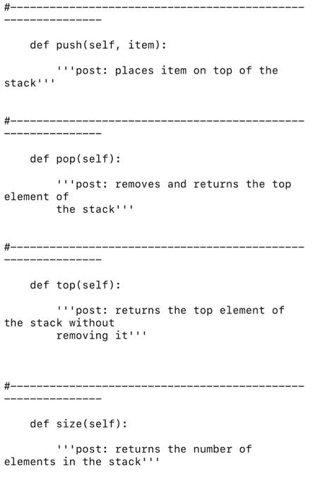 Solved Write a Python implementation of the Stack class | Chegg.com