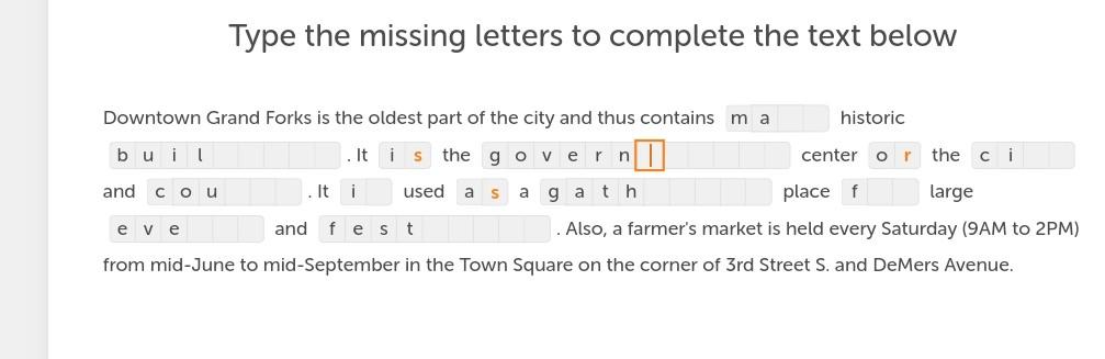 Type the missing letters to complete the text below | Chegg.com