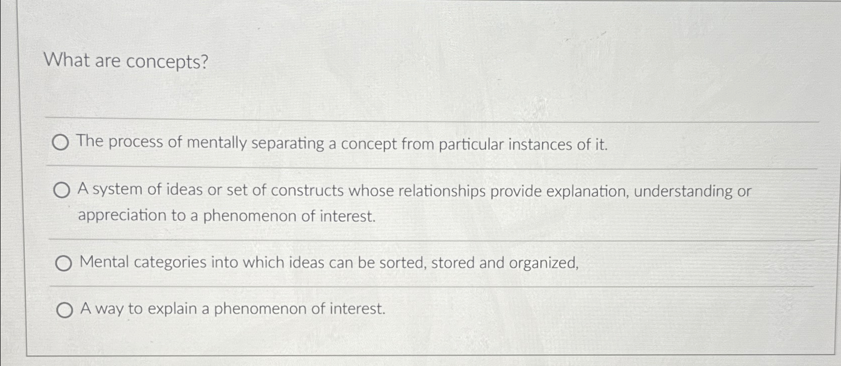 Solved What are concepts?q,The process of mentally | Chegg.com