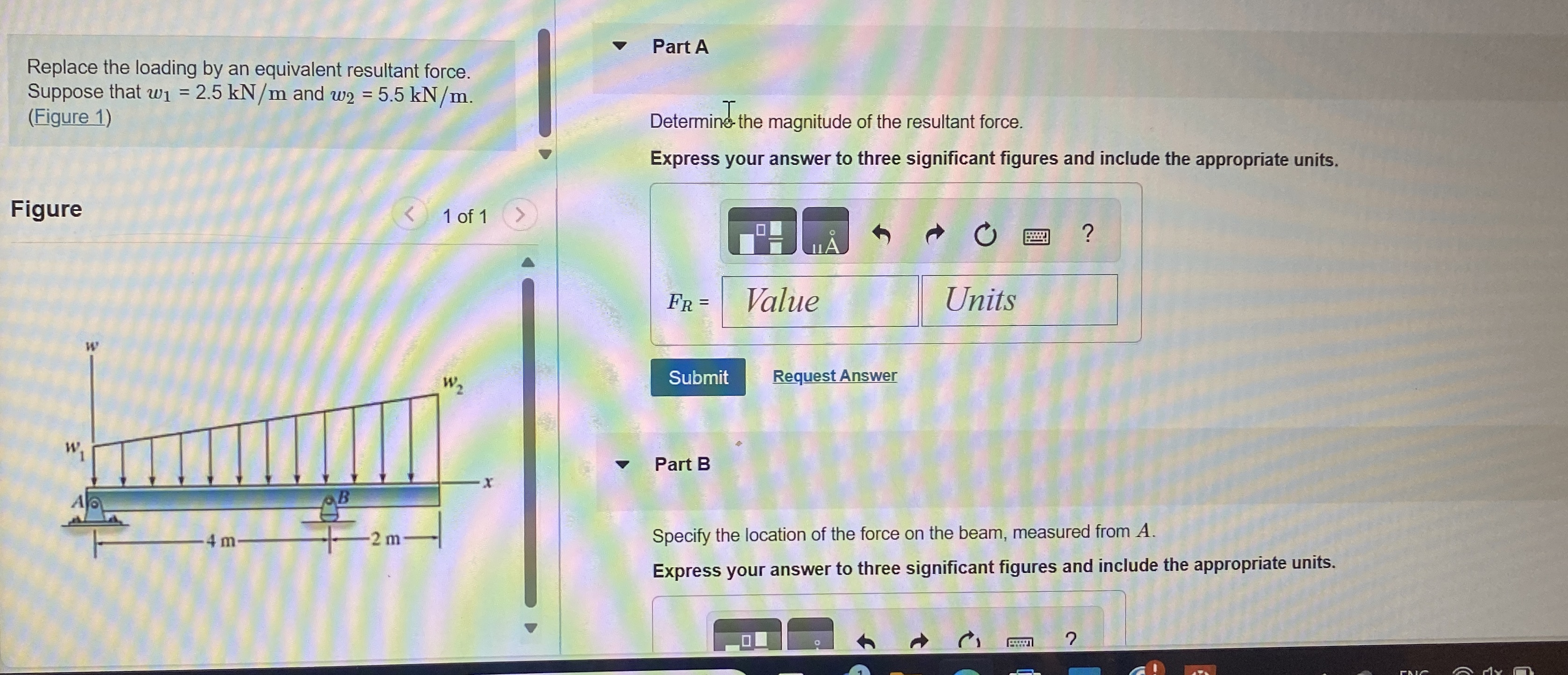 Solved Replace the loading by an equivalent resultant | Chegg.com