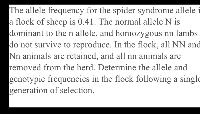 Solved The allele frequency for the spider syndrome allele i | Chegg.com
