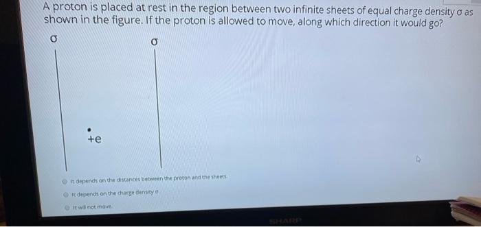 Solved A proton is placed at rest in the region between two | Chegg.com