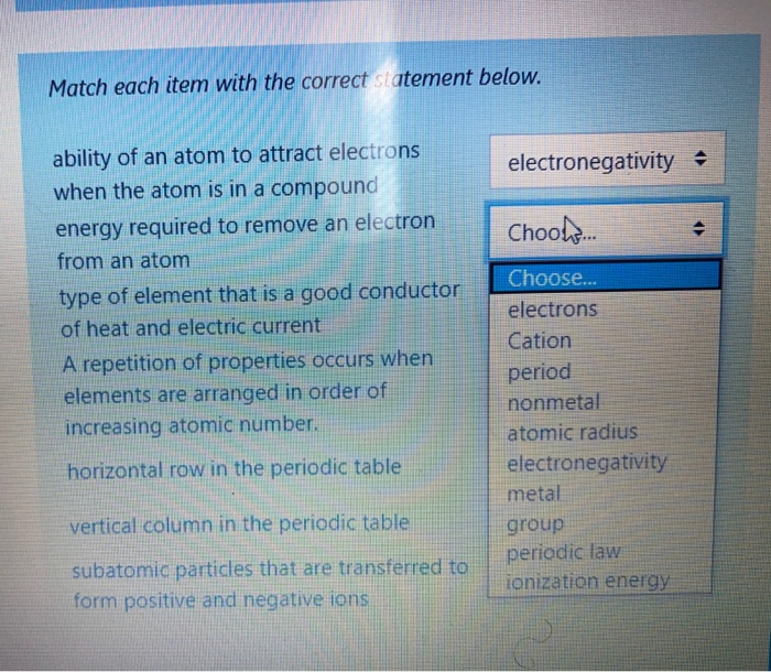 Solved Match each item with the correct statement below. | Chegg.com