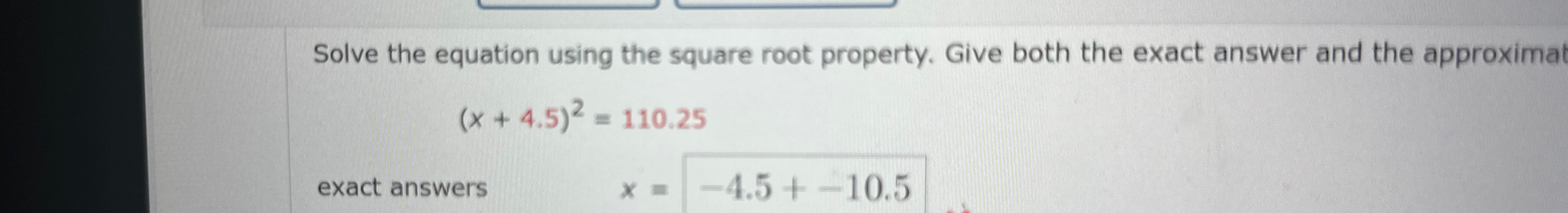 Solved Solve the equation using the square root property. | Chegg.com