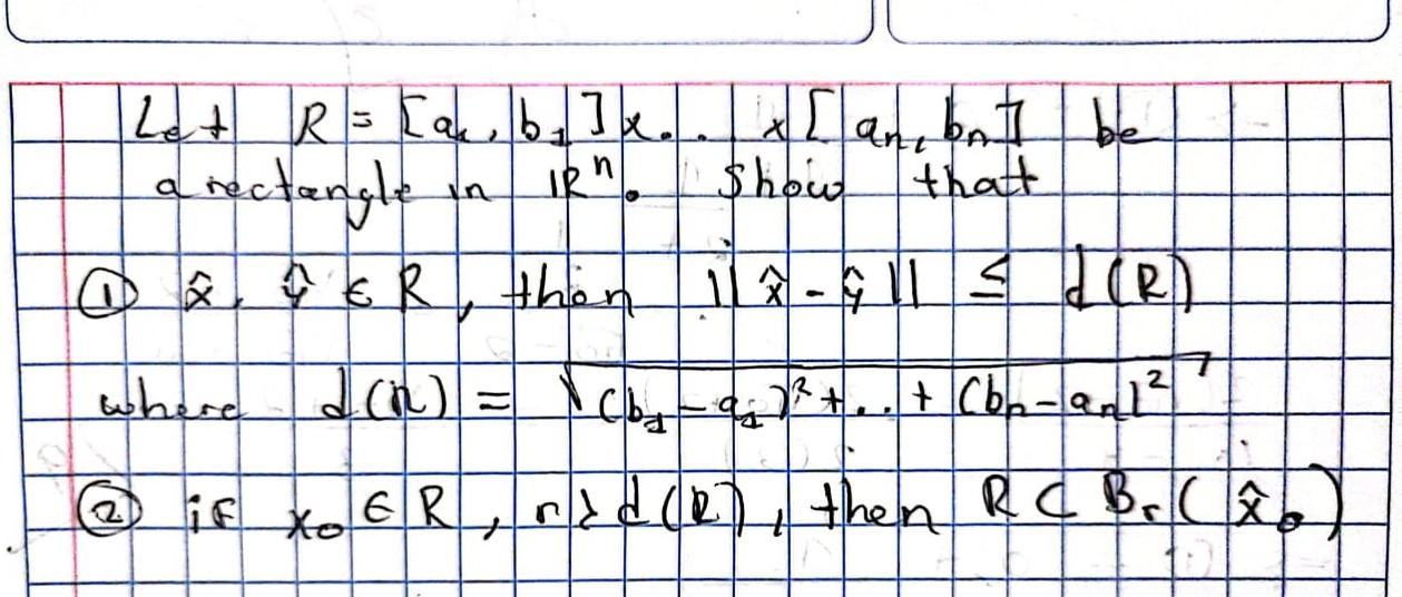 Solved Let R=[ak,b1]×.]×[an−tbn] be a rectangle in Rn. Show | Chegg.com