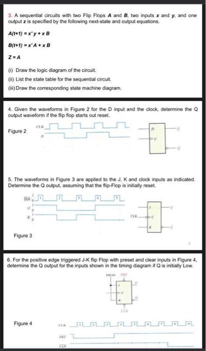 Solved 3. A sequential circuits with two Flip Flops A and B | Chegg.com