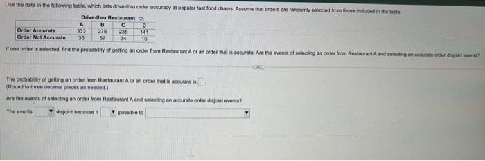 Solved Drive-thru Restaurant C \begin{tabular}{|l|c|c|c|c|} | Chegg.com