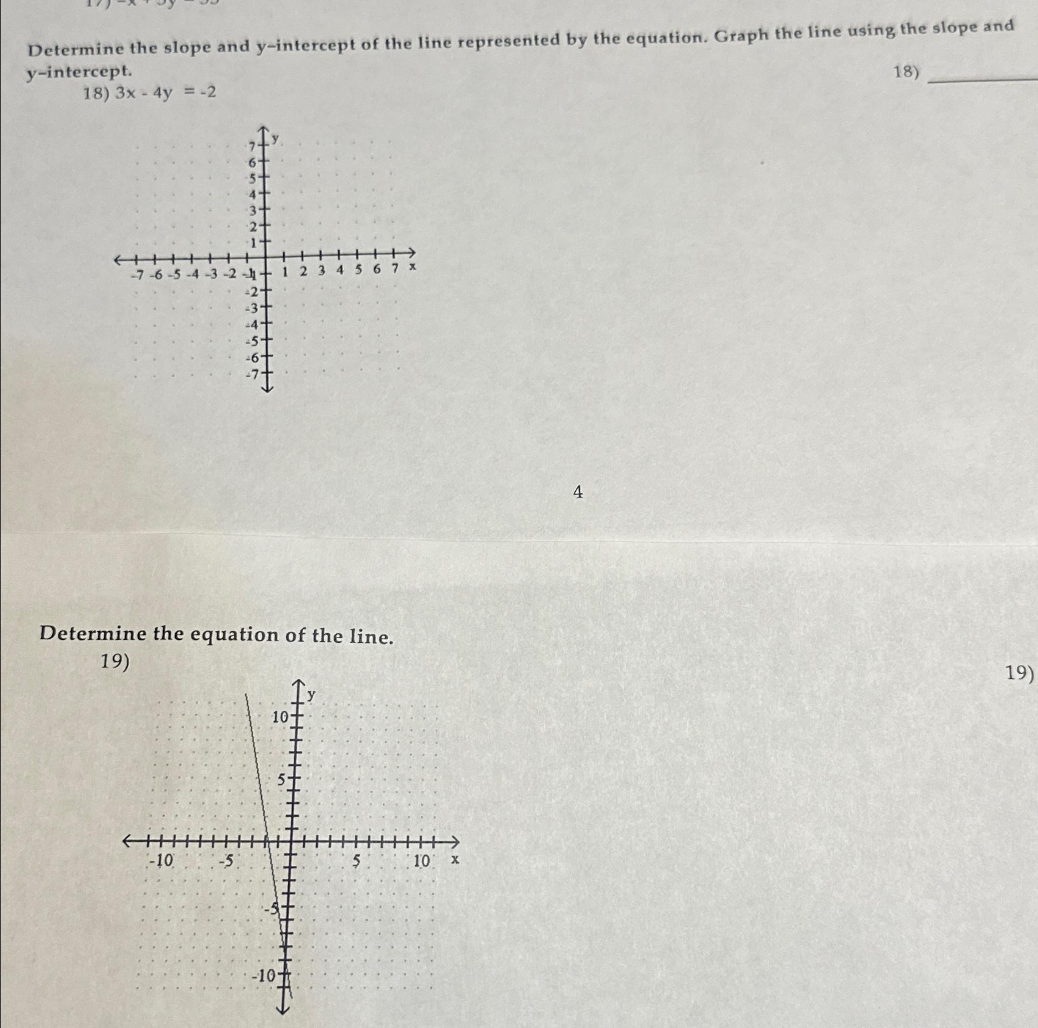 Solved Determine the slope and y-intercept of the line | Chegg.com