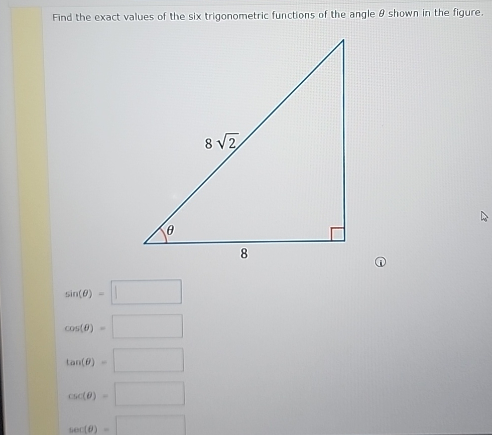 Solved Find the exact values of the six trigonometric | Chegg.com