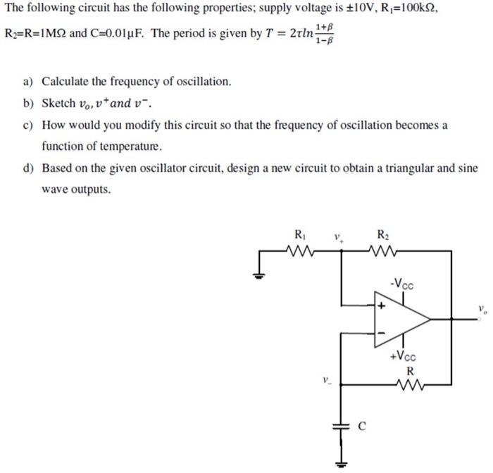 Solved The following circuit has the following properties; | Chegg.com